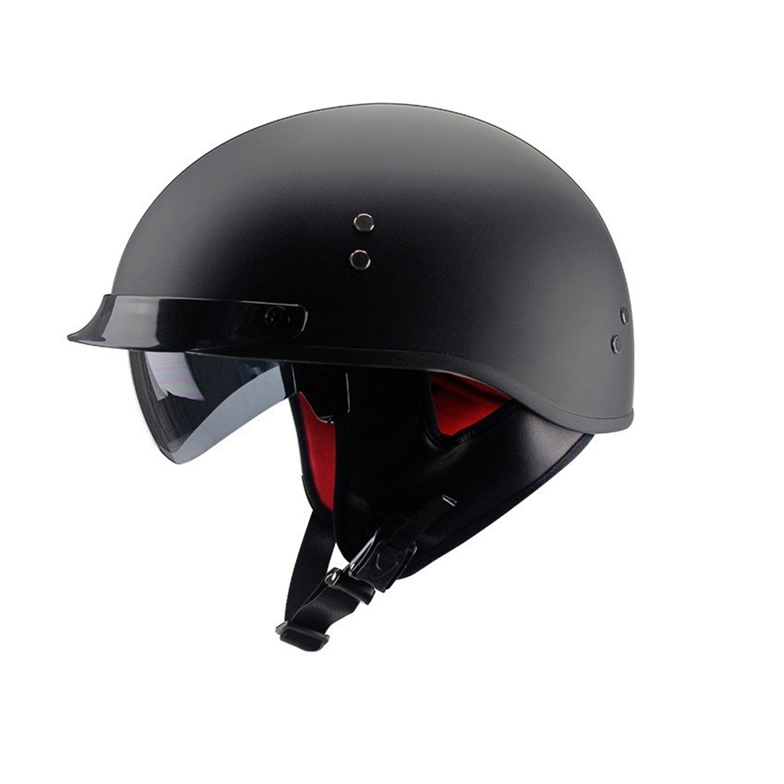 Black Vintage Motorcycle Helmet Open Face Half Retro Moto Helmet ...