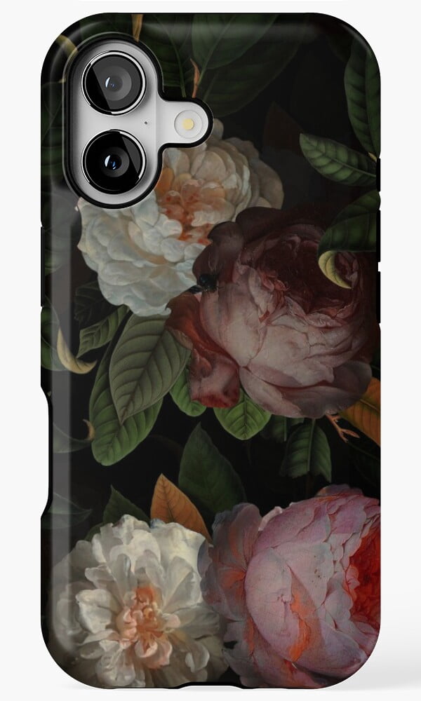 Black Vintage Roses Botanical Garden Phone Case for iPhone 11 12 13 14 ...