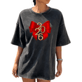 Black Vintage Washed 2026 Red Bow Gold Foil Numbers Graphic Tees Print T shirt Shirts S-2XL Tops ...