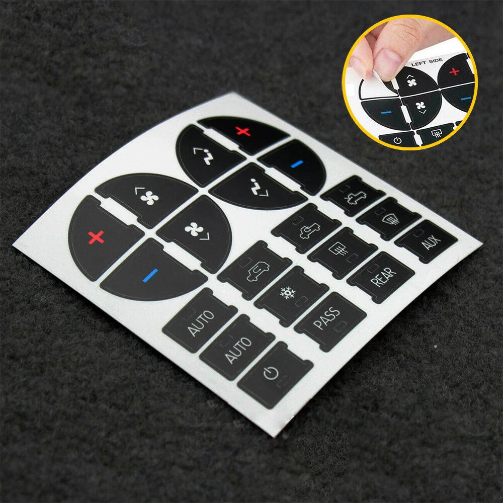 Black Vinyl Ac Dash Button Repair Kit Decal Stickers Replacement For ...