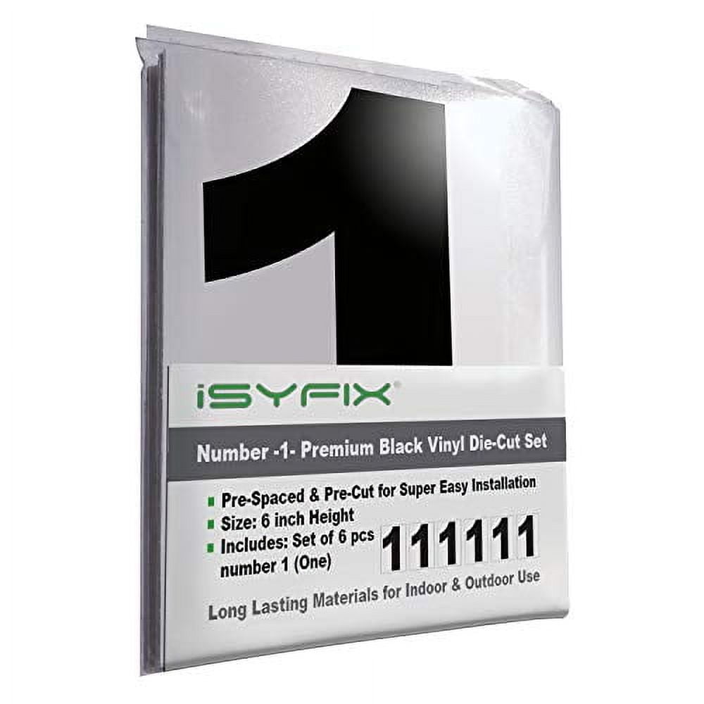 Black Vinyl Number 1 (One) Stickers – 6 Pack 6 inch Self Adhesive ...