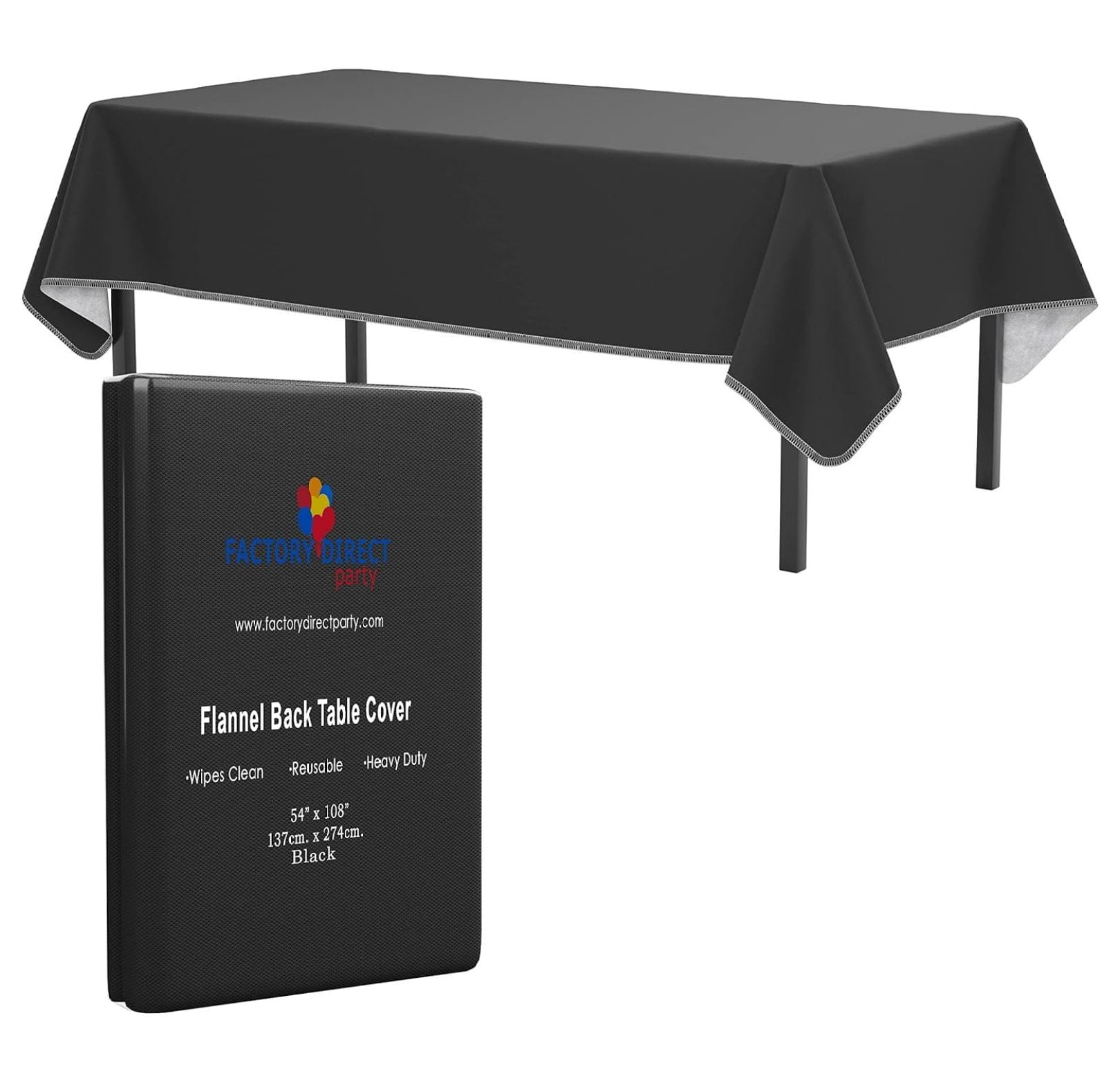 Black Vinyl Tablecloths - 54 In. x 108 In. - Pack Of 1 Rectangle ...