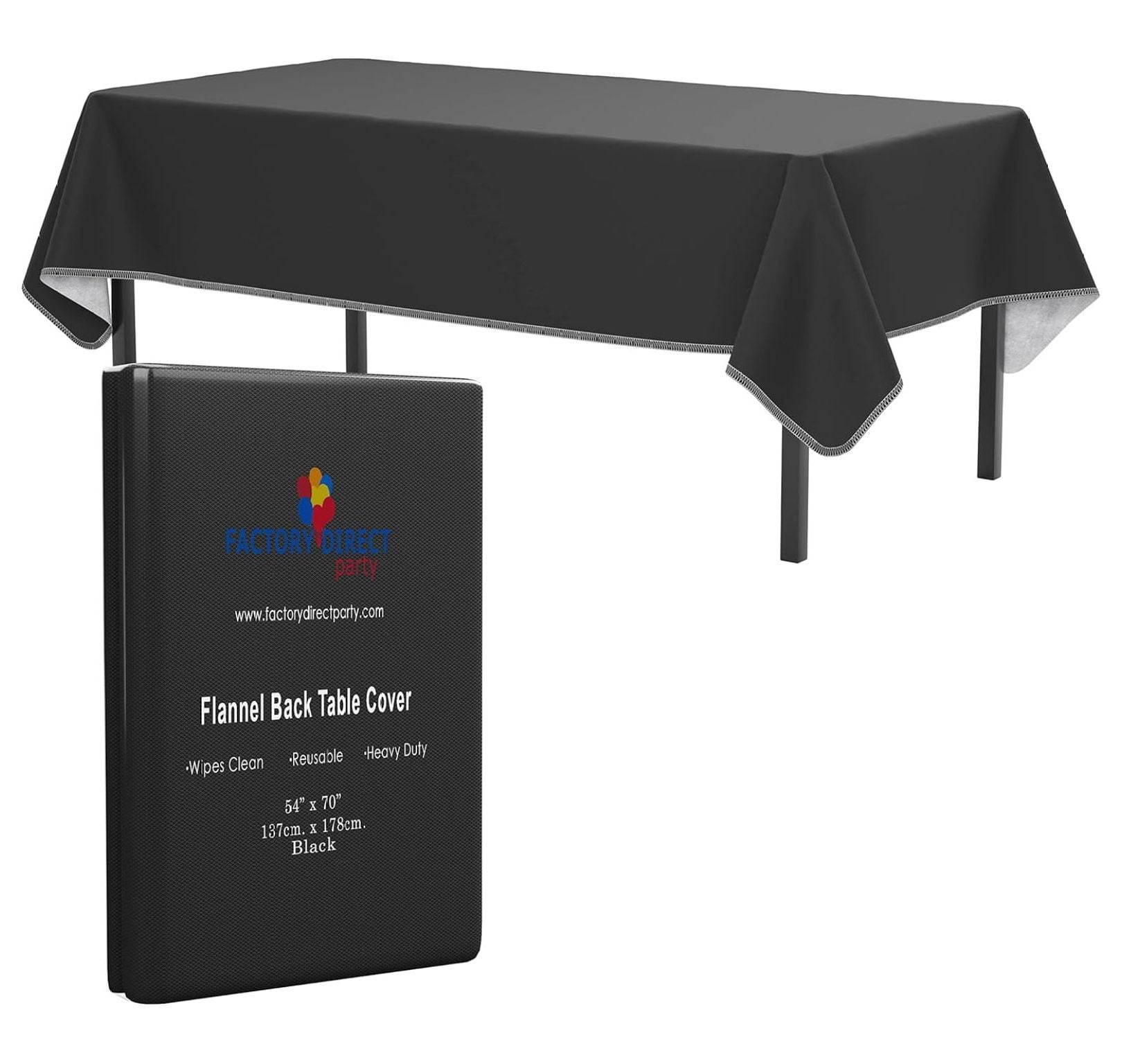 Black Vinyl Tablecloths - 54 In. x 70 In. - Pack Of 1 Rectangle ...