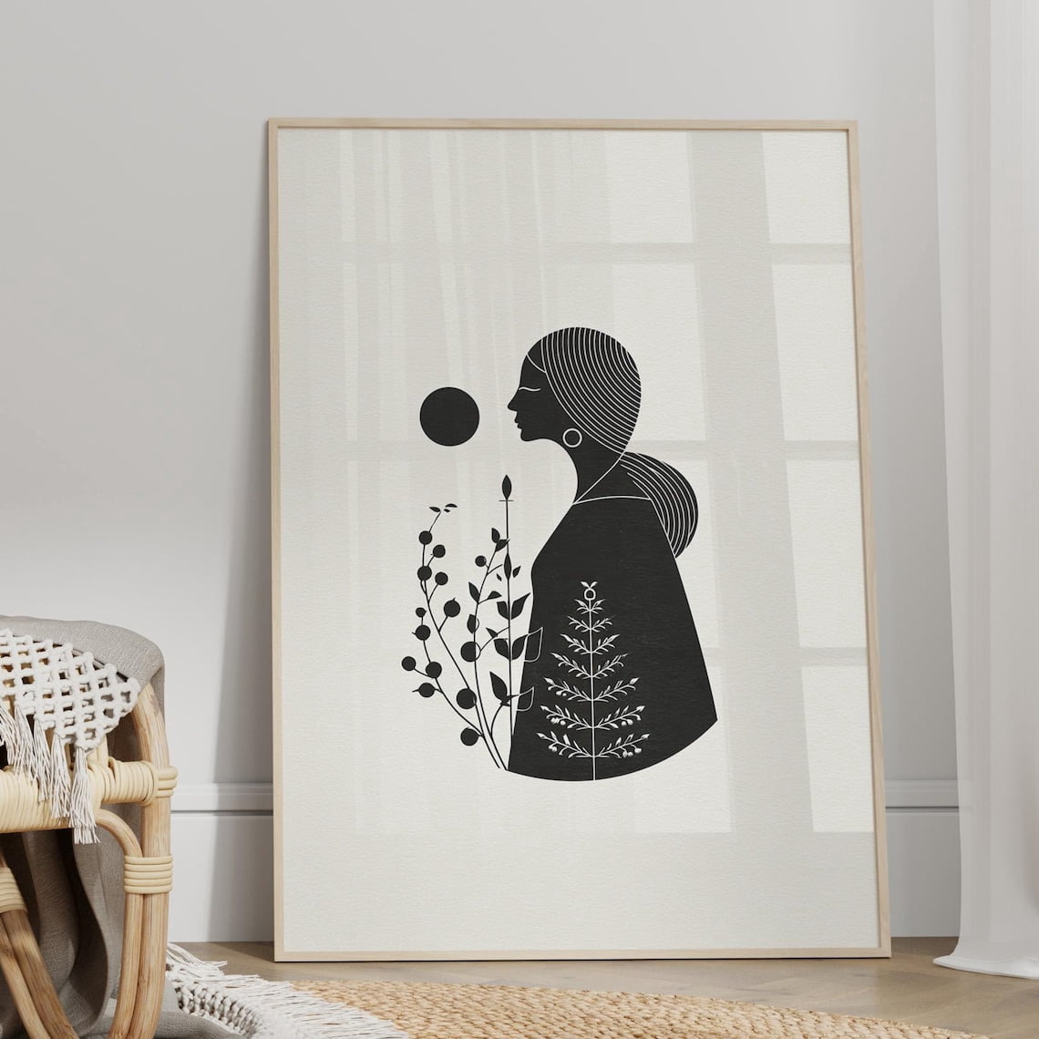 Black Virgo Zodiac Art Poster Celestial Goddess Silhouette Print ...