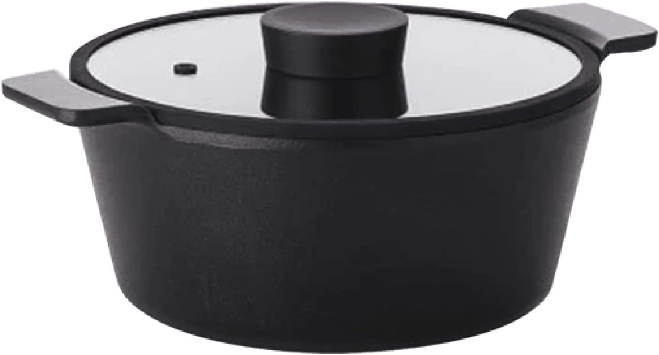 All Black Vulcan Kitchen Nonstick 4QT Stock Pot with Glass Lid, Healthy ...