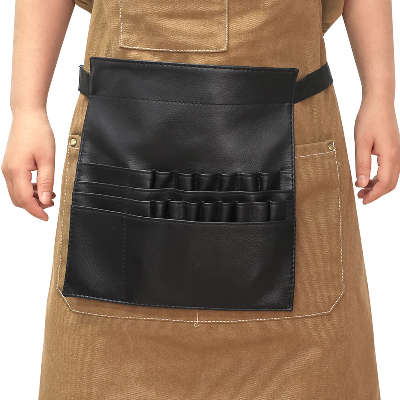 Black Waist Apron Clip-on Server Apron with Zipper Pocket. Restaurant ...