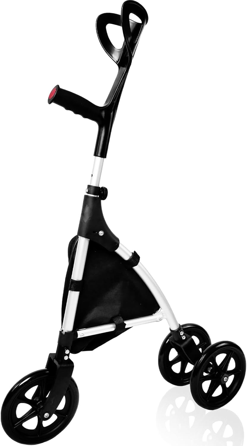 Black Walkers for Seniors, Steerable Cane with 7.5" Wheels, 3 Wheels ...