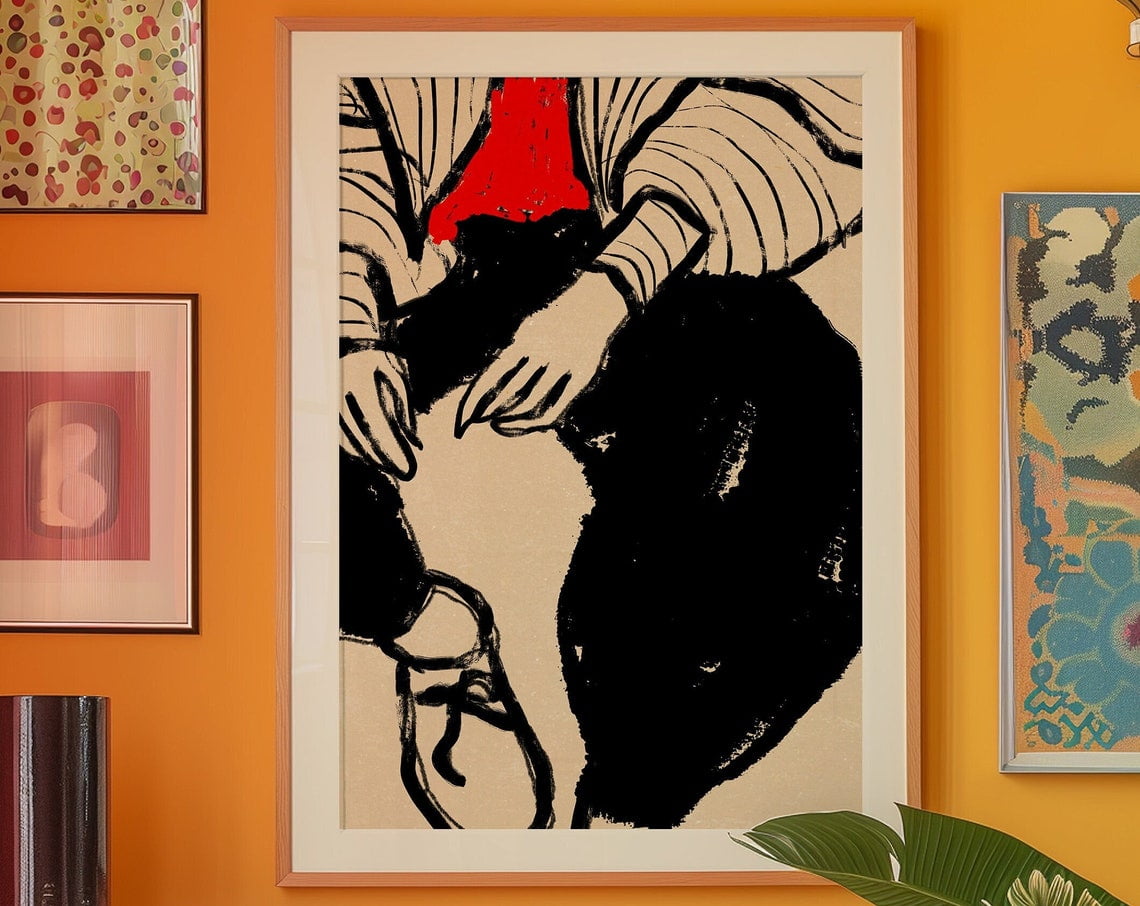 Black Wall Art, 70S Poster, Line Art Print, Psychedelic Art, Retro ...