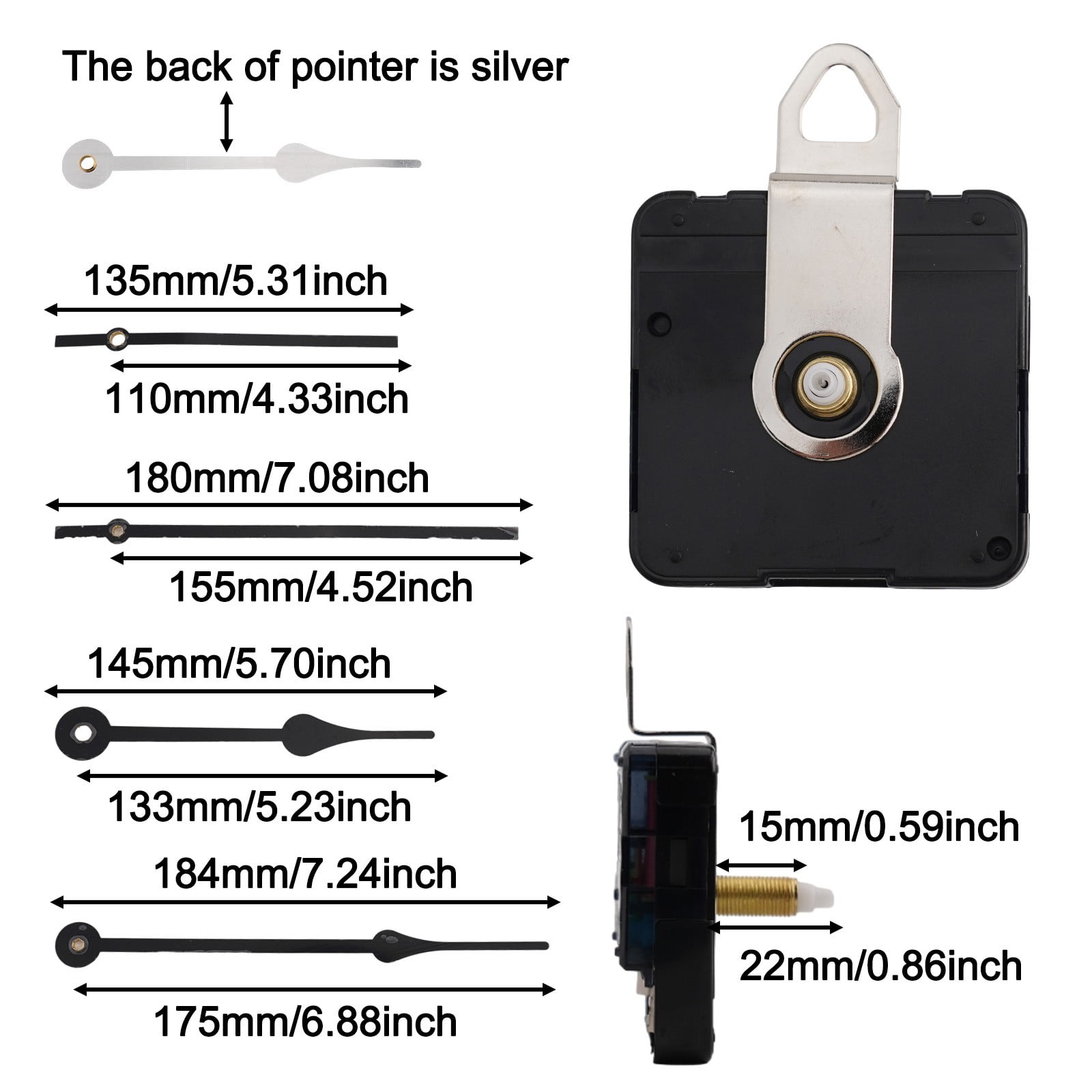 Black Wall Clock Movement Mechanism Kit Battery Operated DIY Repair ...