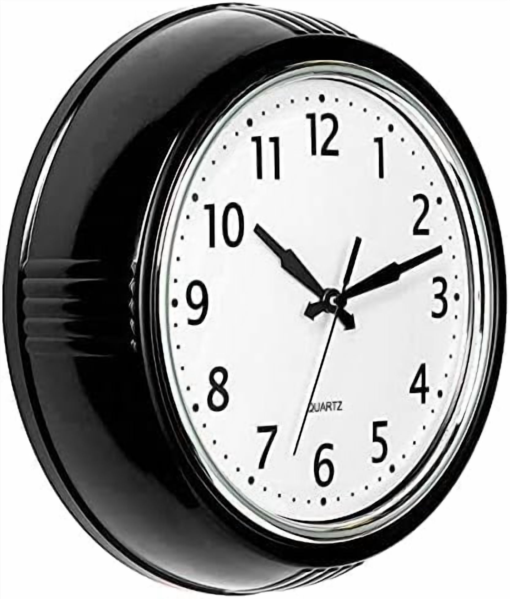 Black Wall Clock Retro Silent Non Ticking 12 Inch Round Battery ...