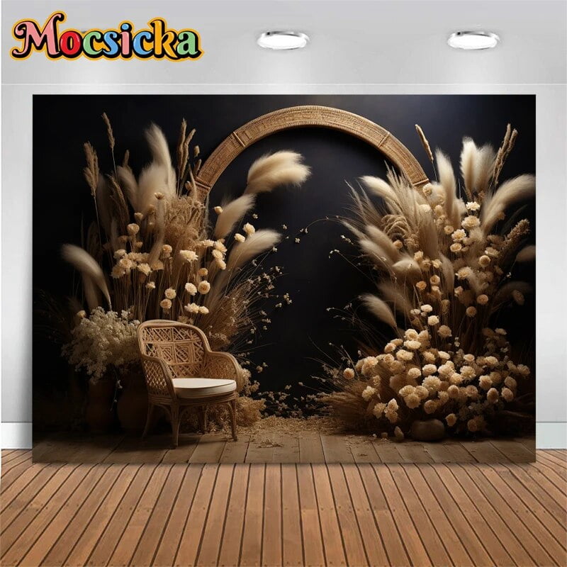 Black Wall Golden Grass Photography Background Flowers Plants Baby ...