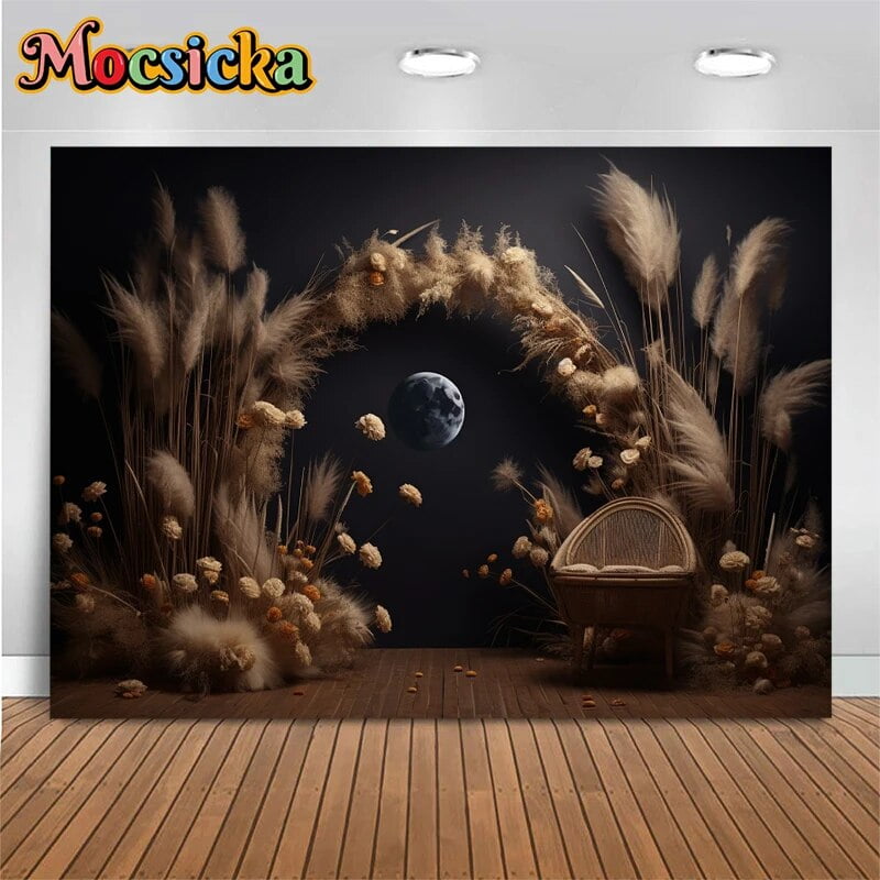 Black Wall Golden Grass Photography Background Flowers Plants Baby ...