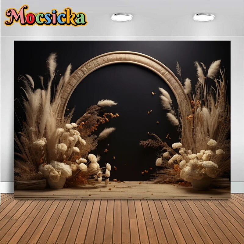 Black Wall Golden Grass Photography Background Flowers Plants Baby ...