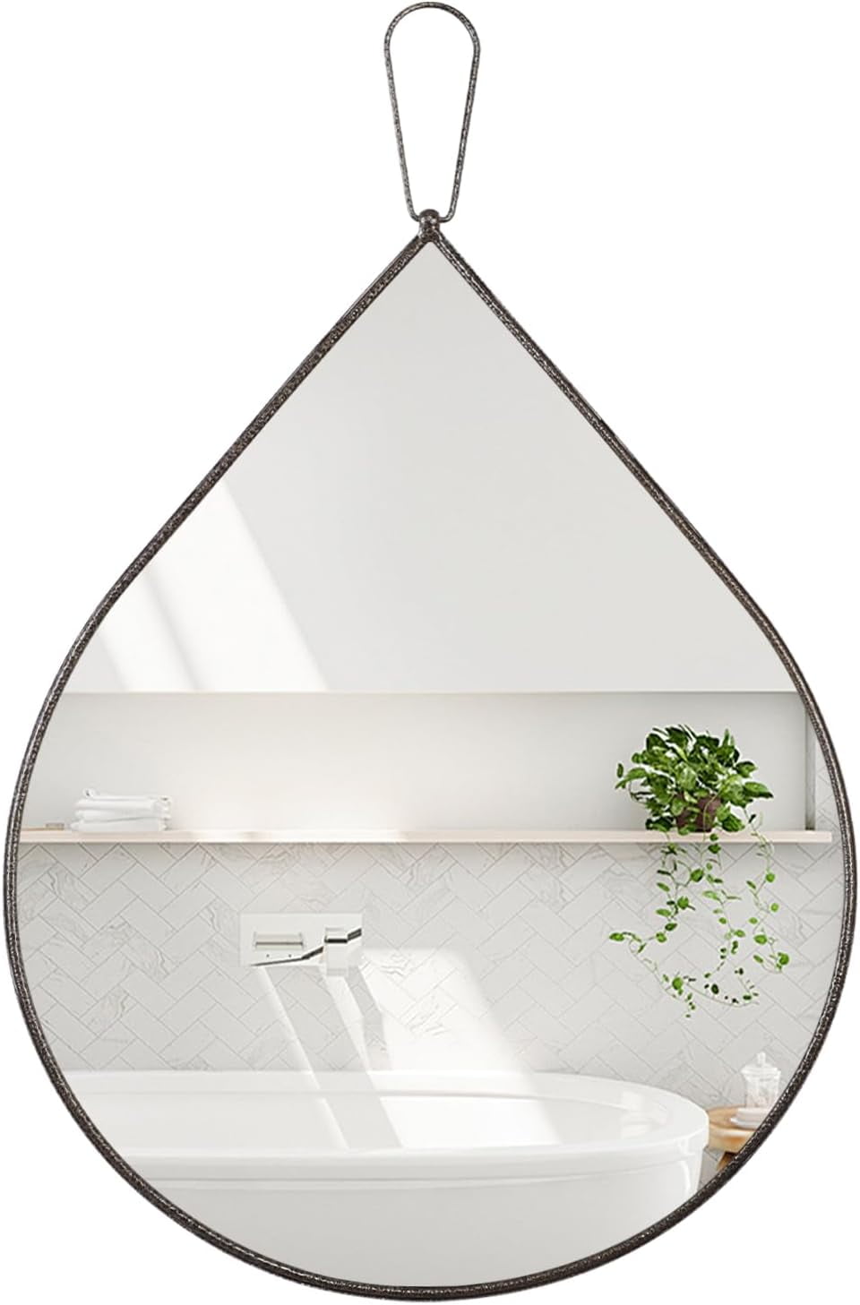 Black Wall Mirrors Water Drop Hanging Mirror with Metal Frame 26 X 18 ...