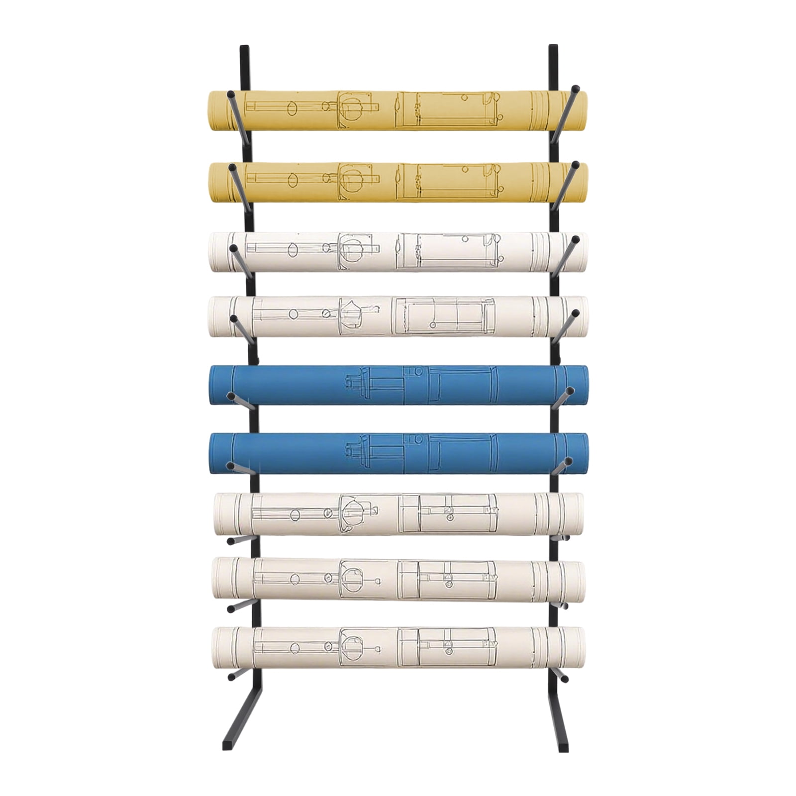 Black Wall Mount Blueprint Storage Rack, 9-Tier Blueprint Holder for ...