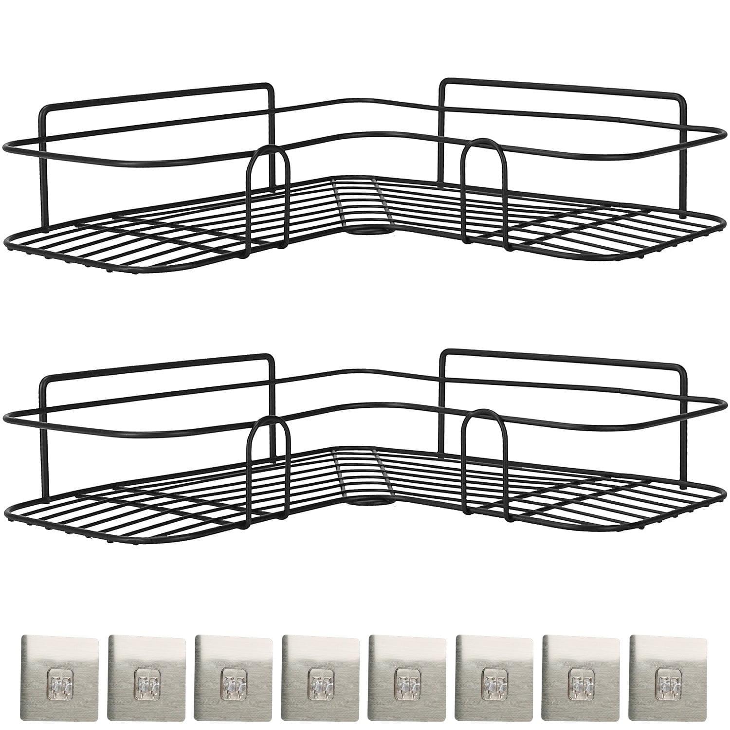 Black, Wall Mounted Corner Shower Caddy Shelves Set of 2 - Walmart.com