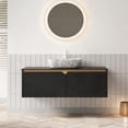 Black Wall-Mounted Floating Bathroom Vanity, 48 Inch Storage Vanity ...