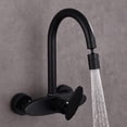 Black Wall Mounted Kitchen Faucet Brass Double Hole Hot and Cold Water ...