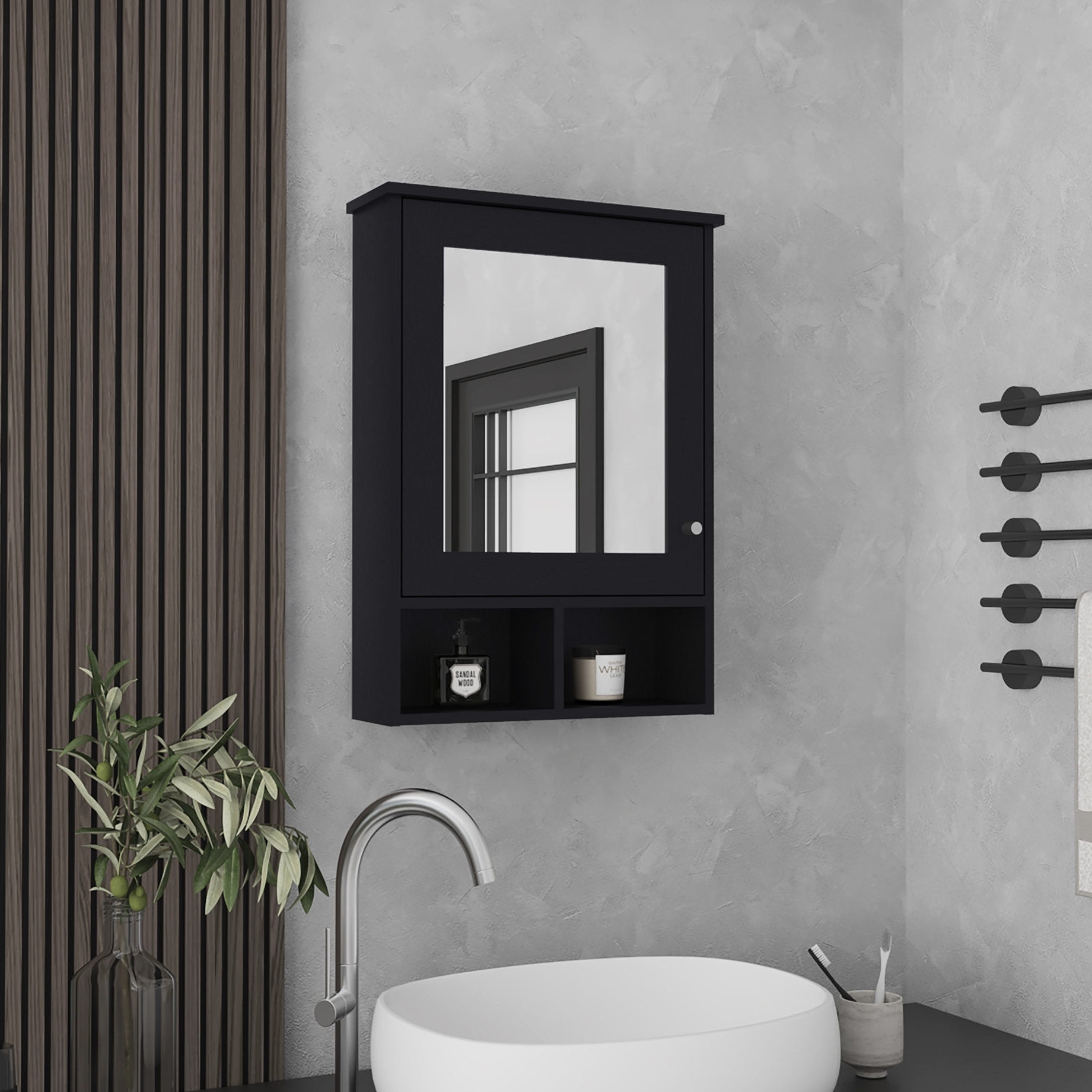 Black Wall-Mounted Medicine Cabinet | Provide Storage Space in Bathroom ...