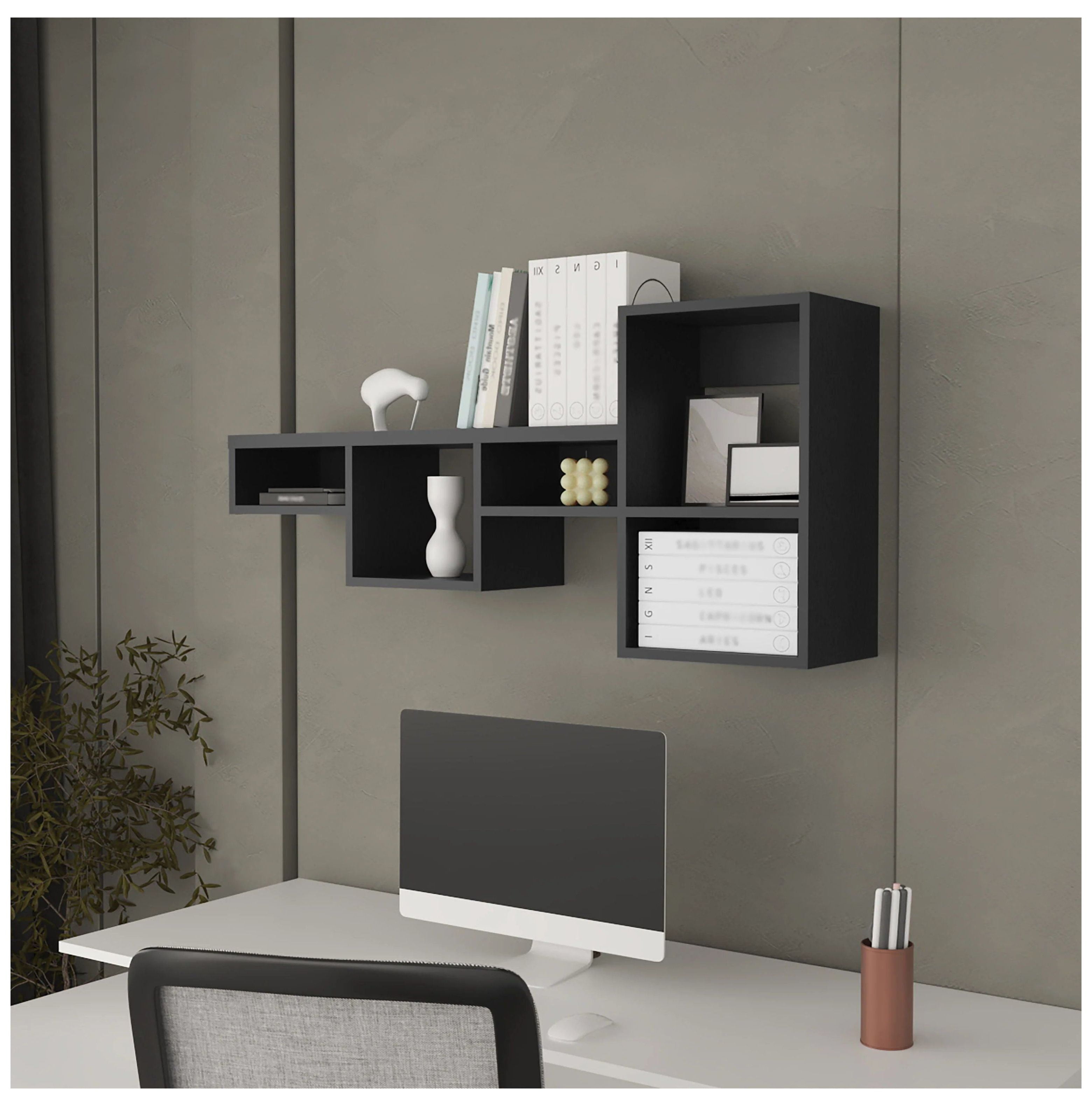 Black Wall-Mounted Shelf Unit with 5 Shelf as Pic - Walmart.com