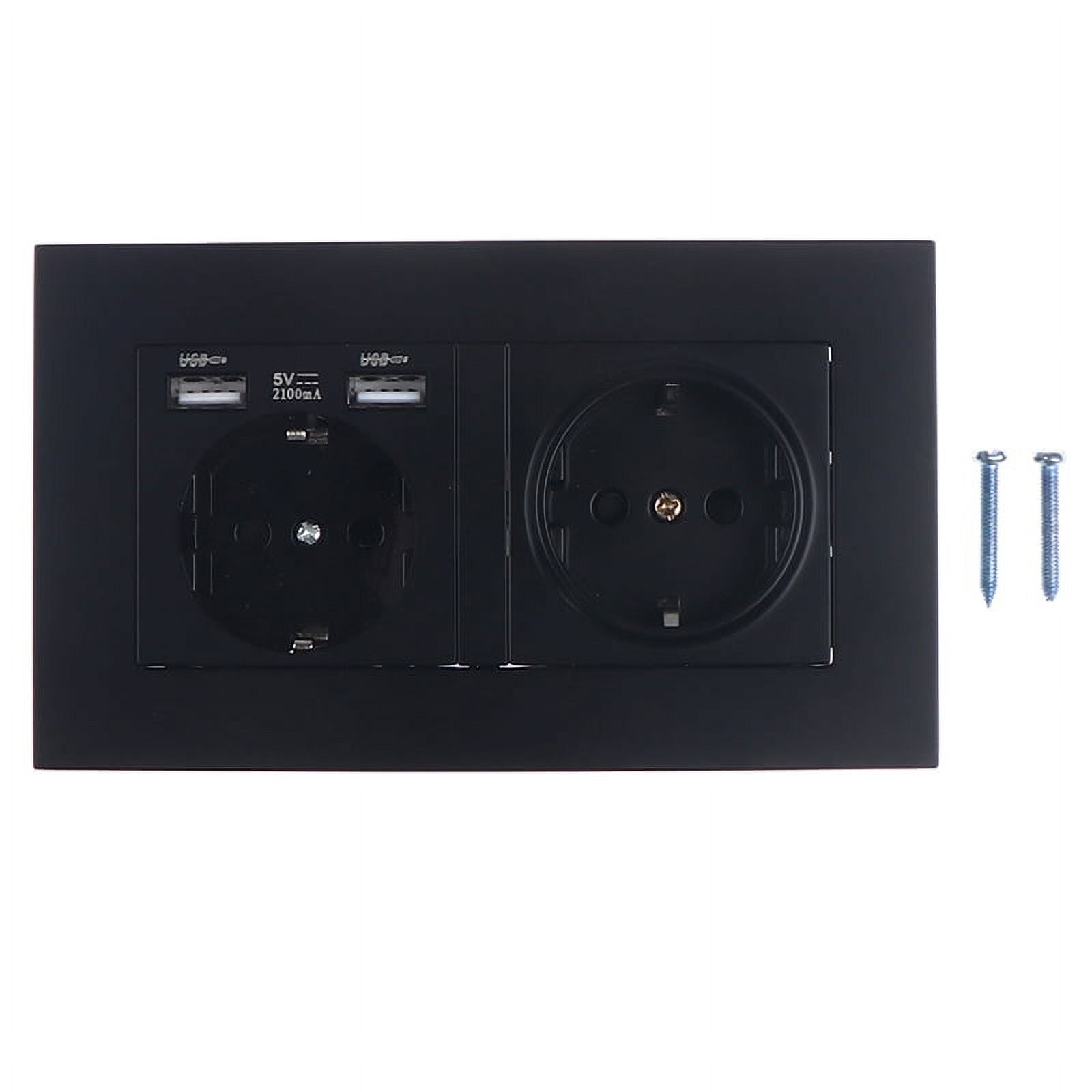 (Black) Wall mounted panel 16A power socket EU standard multi plug with ...