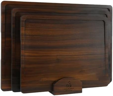 Black Walnut 3-Piece Cutting Boards with Stand - Luxury Kitchen Cooking ...
