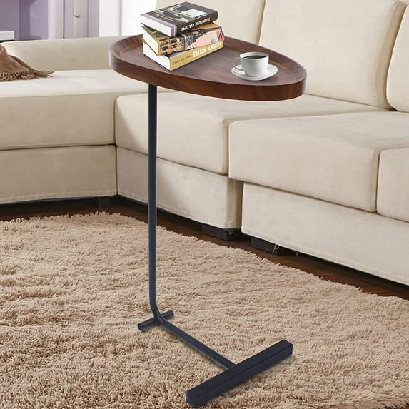 Living Room Small Tall Black Walnut End Tables - 24 Inch Metal & Wood ...