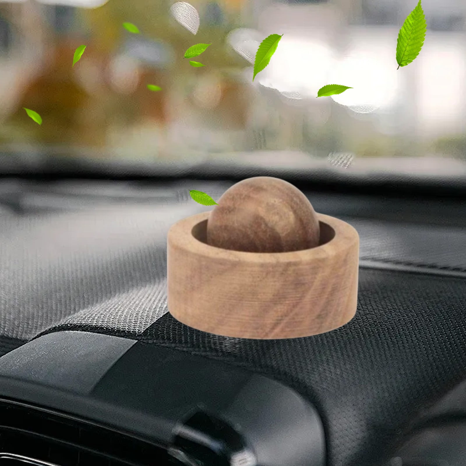 Black Walnut Round Ball Fragrant Wood Ornament, Solid Wood Car Mounted ...