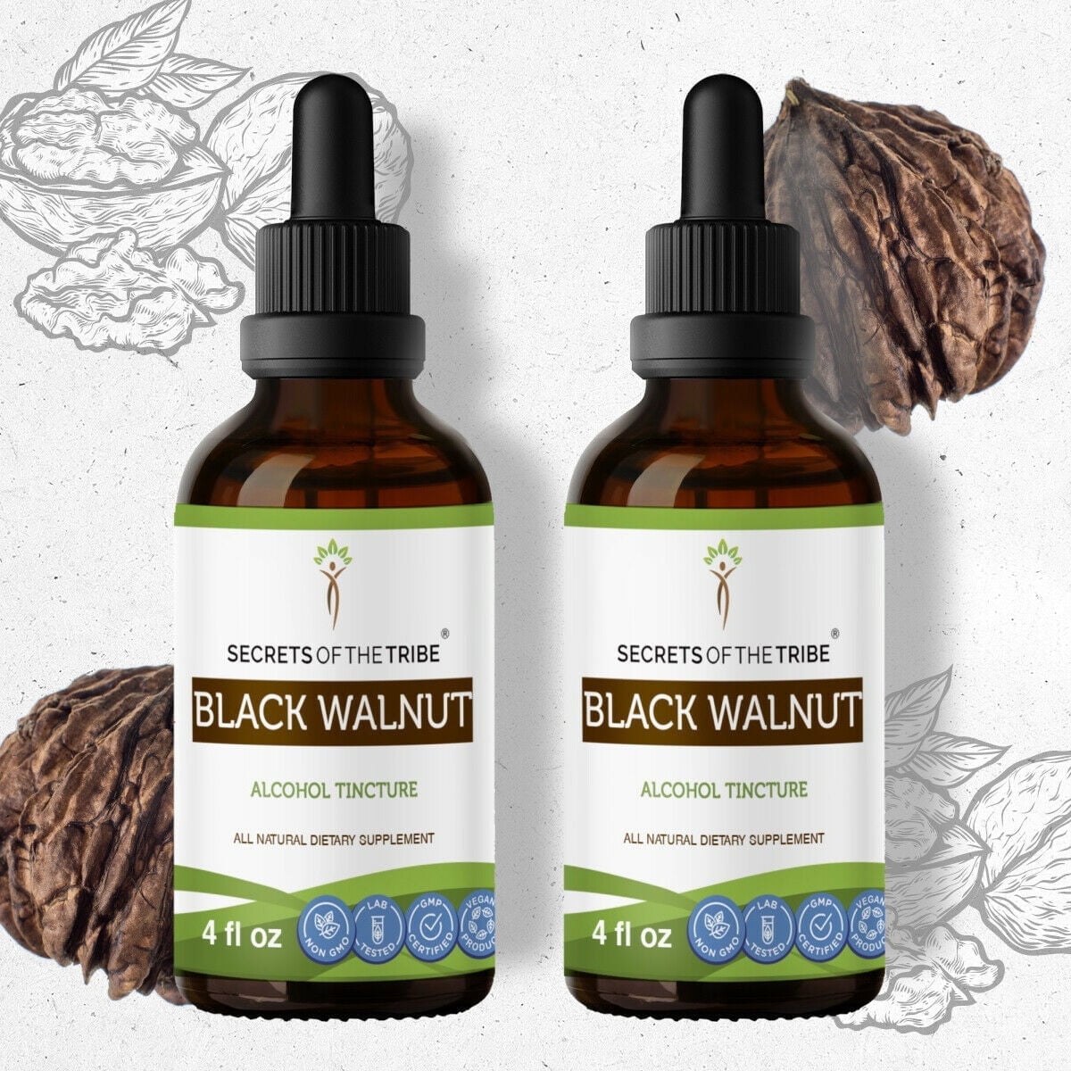 Secrets Of The Tribe Black Walnut Tincture Dietary Supplement, Natural ...