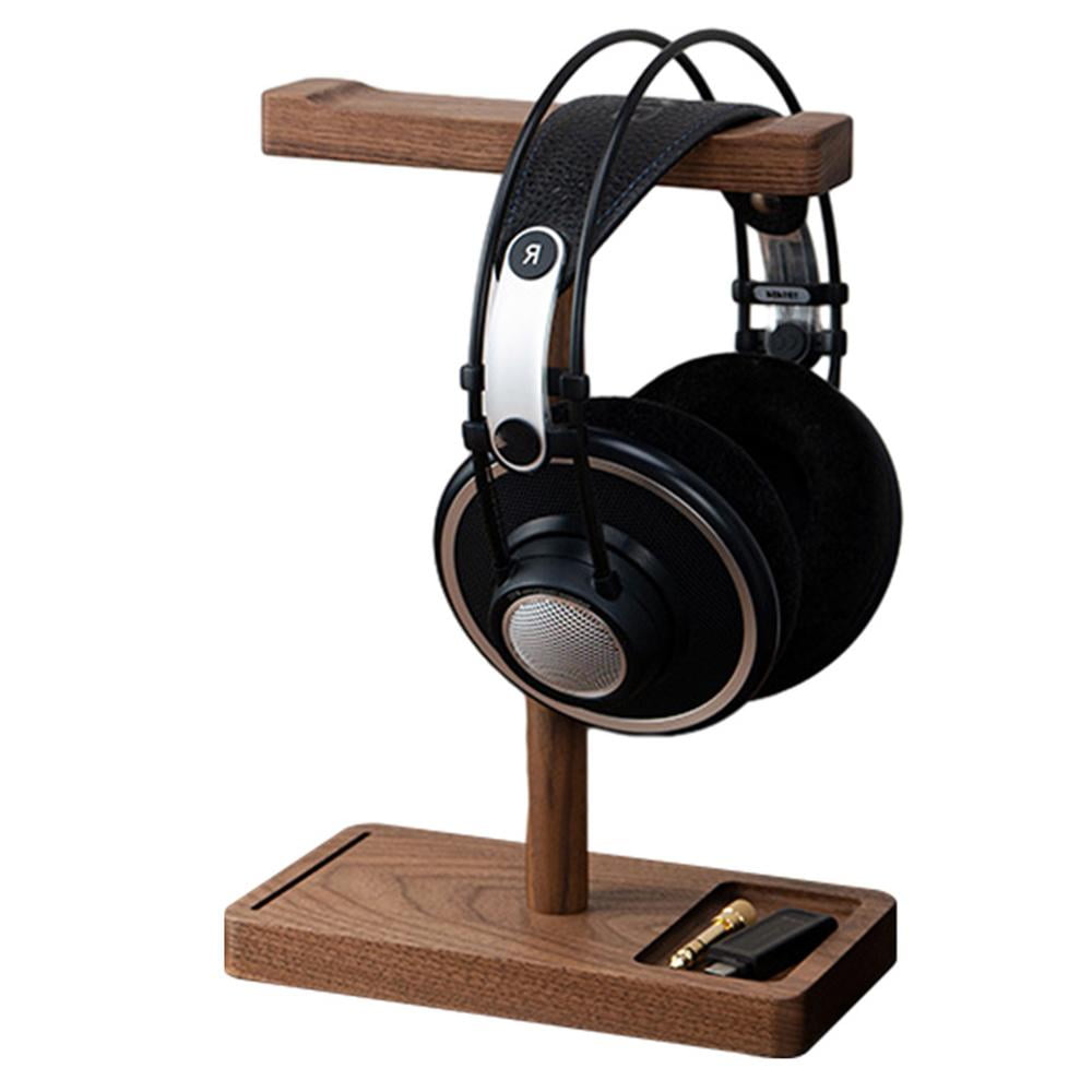 Black Walnut Universal Dual Headset Holder Headset Display Shelf Desk ...