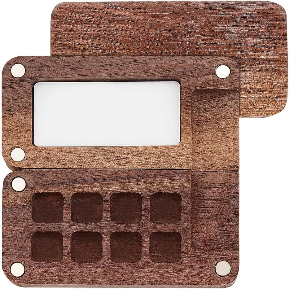 Black Walnut Wood Watercolor Paints Palette Box with 8 Grids Magnetic ...
