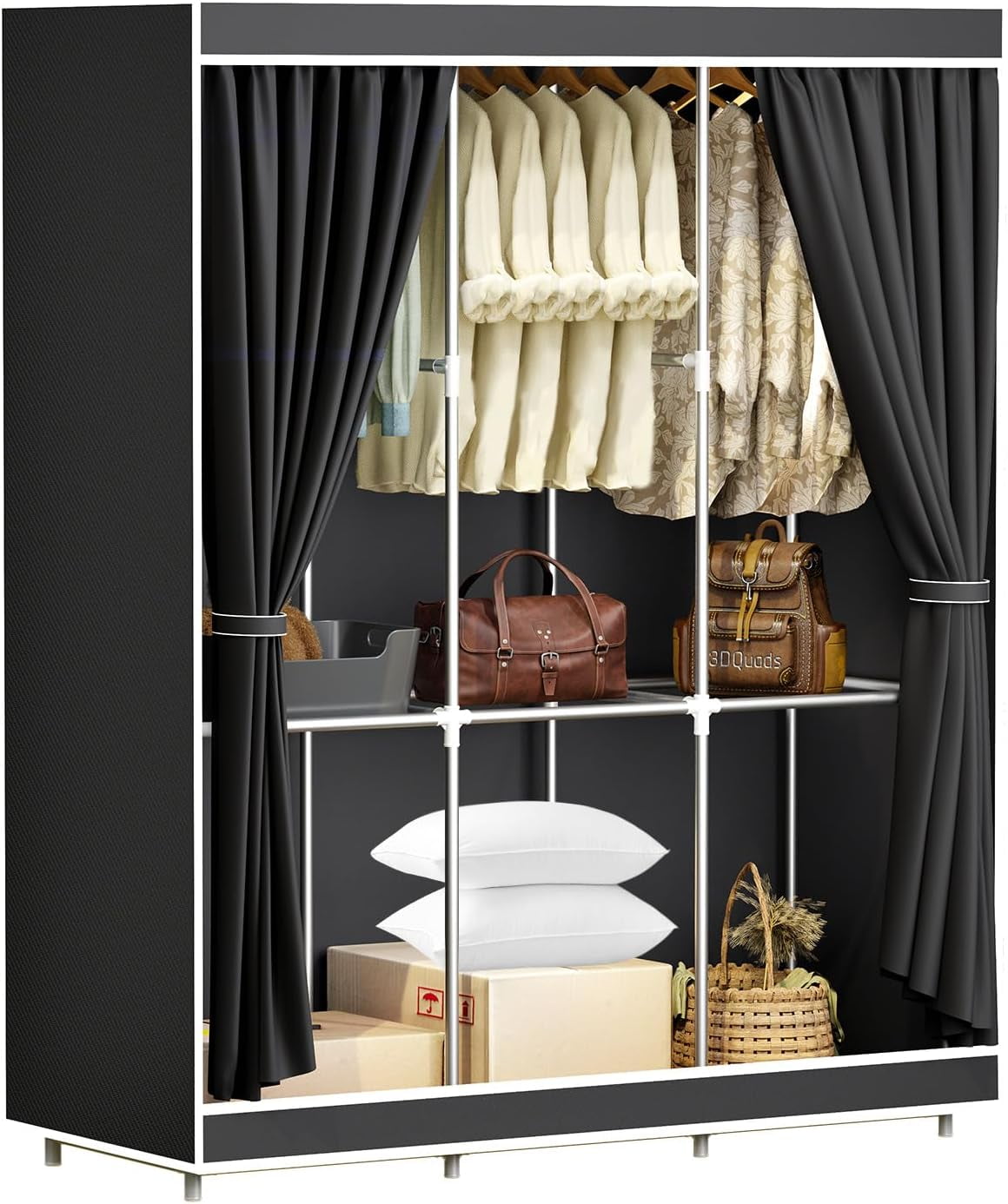 Black Wardrobe Closet, Portable Closet, Portable Closets for Hanging ...