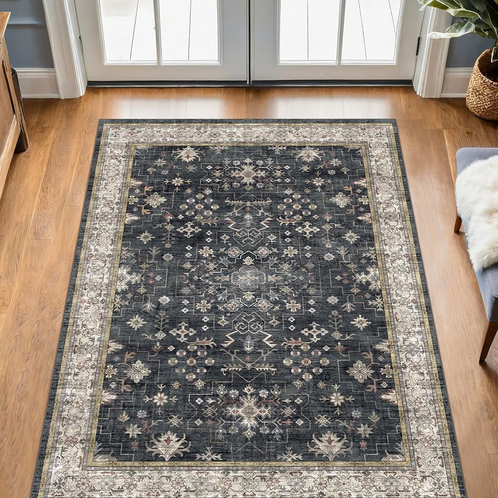 Black Washable Entry Rug, 2x3 Small Rugs for Entryway Kitchen Bathroom ...