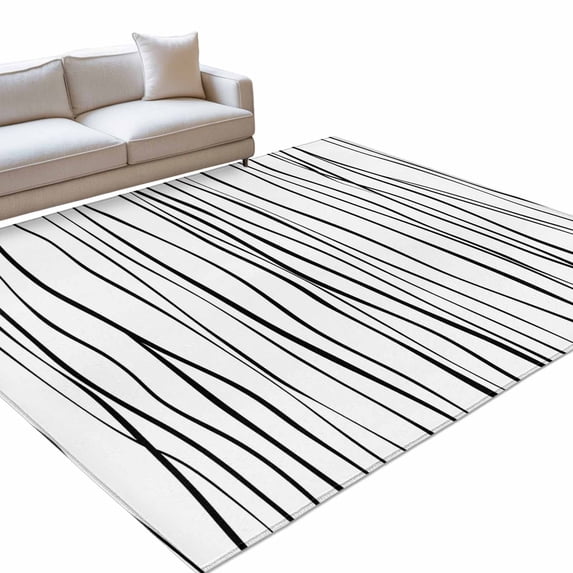 Black Washable Rug 3x5 Area Rug for Living Room Bedroom Non Slip Indoor ...