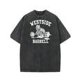 Black Washed Cotton Oversized Retro Gym Barbell Print Vintage Strength ...