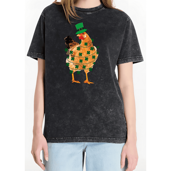 Black Washed Cotton Print Tshirt Graphic Tees Shirts Womens S-2XL ...