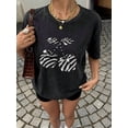 Black Washed Oversized Graphic Tee With Rhinestone Zebra Print Cherries ...