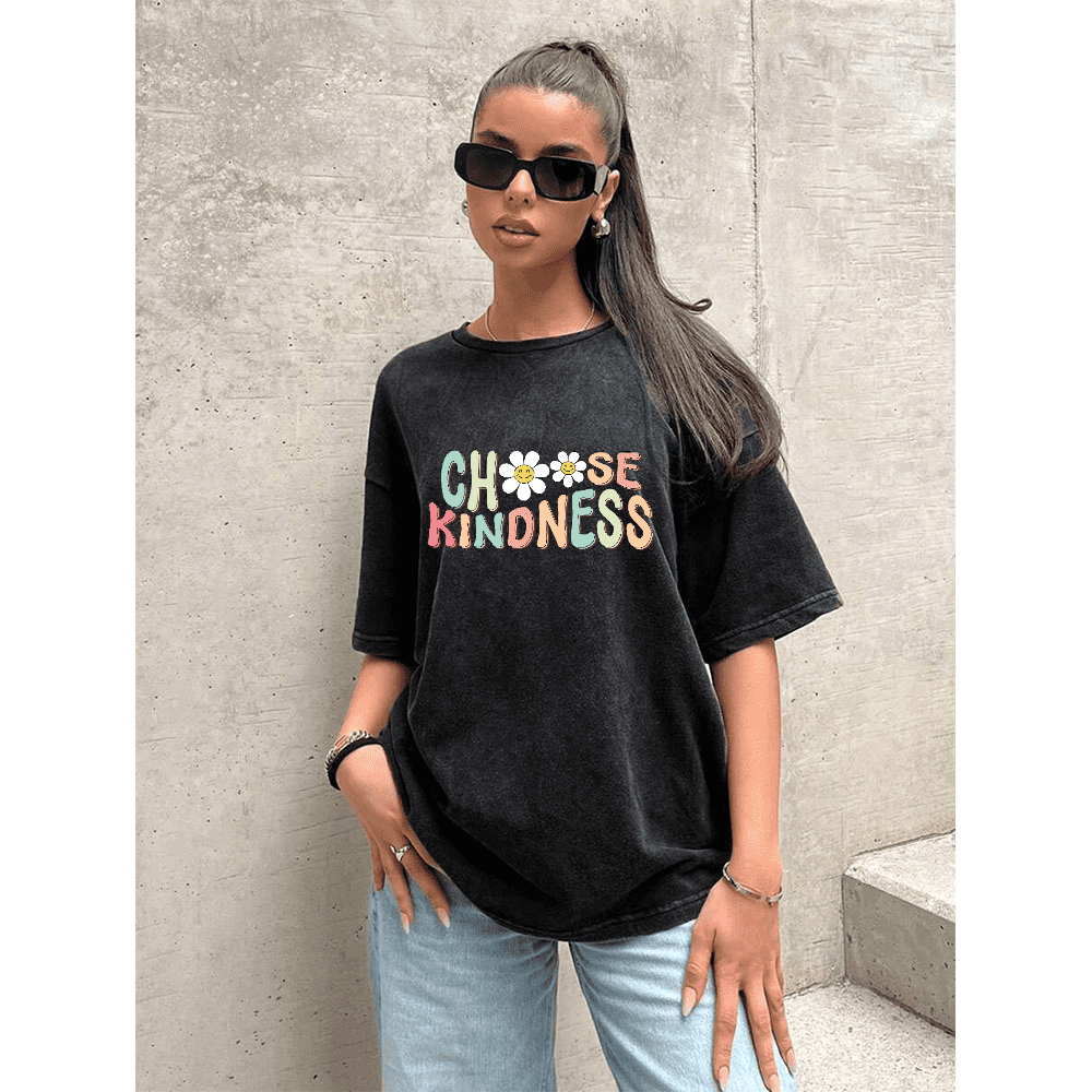 Black Washed Print T-shirt highlighting Retro Multicolor Choose ...