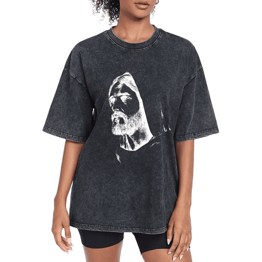 Black Washed Print Tshirt Graphic Tees Classic Shirts S-2XL White ...