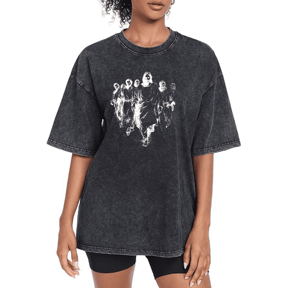 Black Washed Print Tshirt Graphic Tees Shirts Religious Jesus And ...