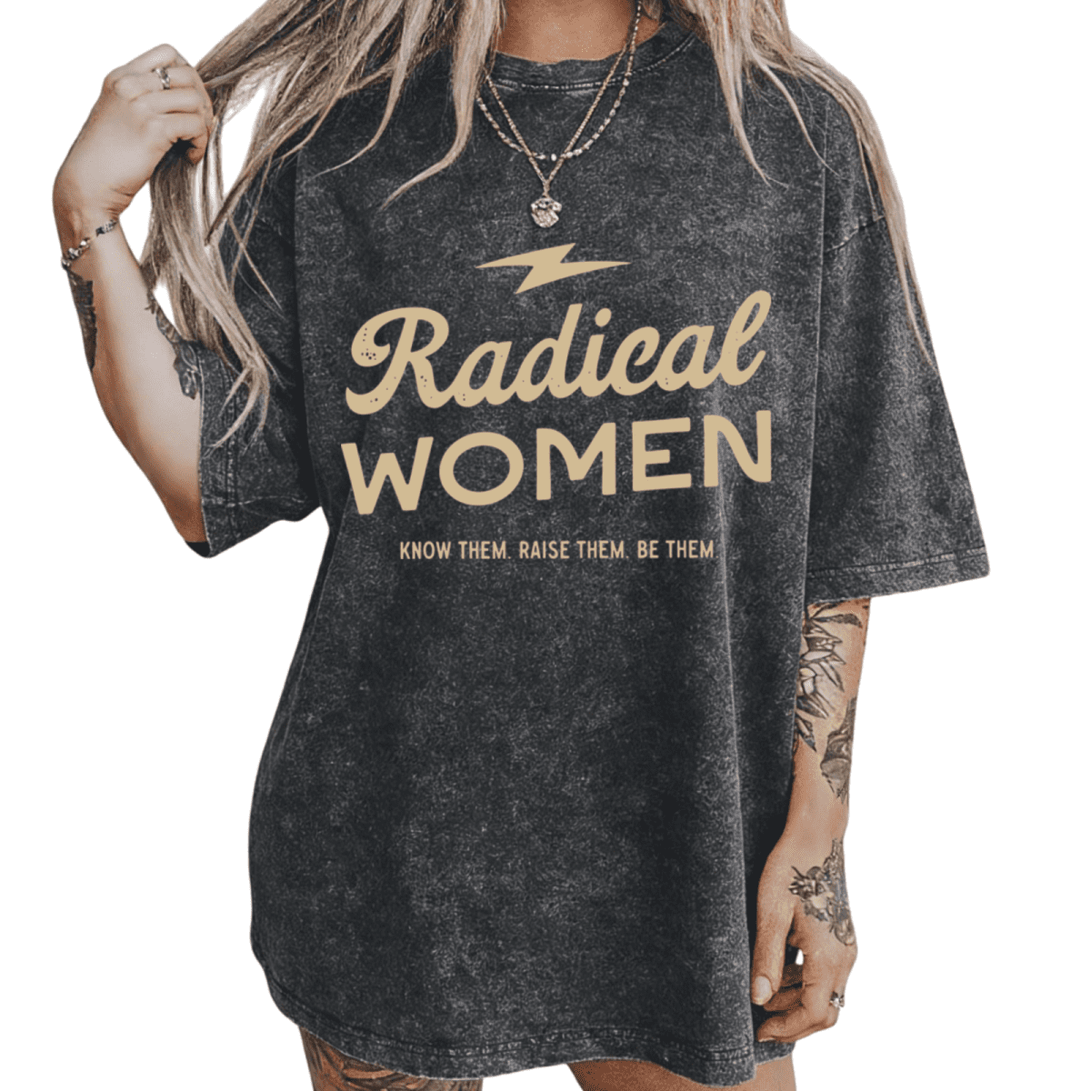 Black Washed Radical Women Tshirt Graphic Tees Shirts Retro Feminist ...