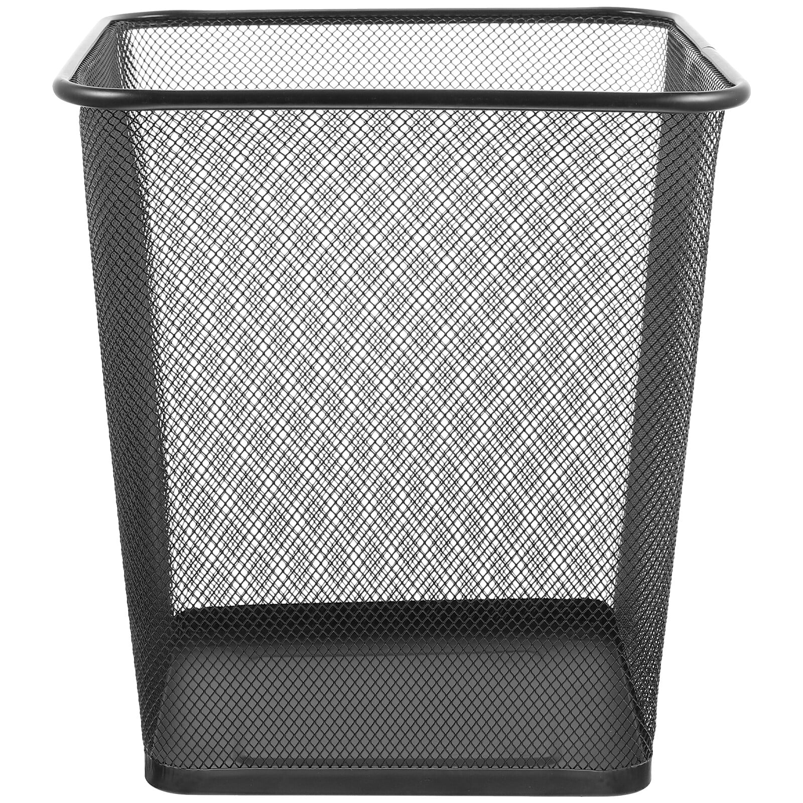 Black Waste Bin Square Metal Mesh Garbage Can Recycling Basket Trash ...