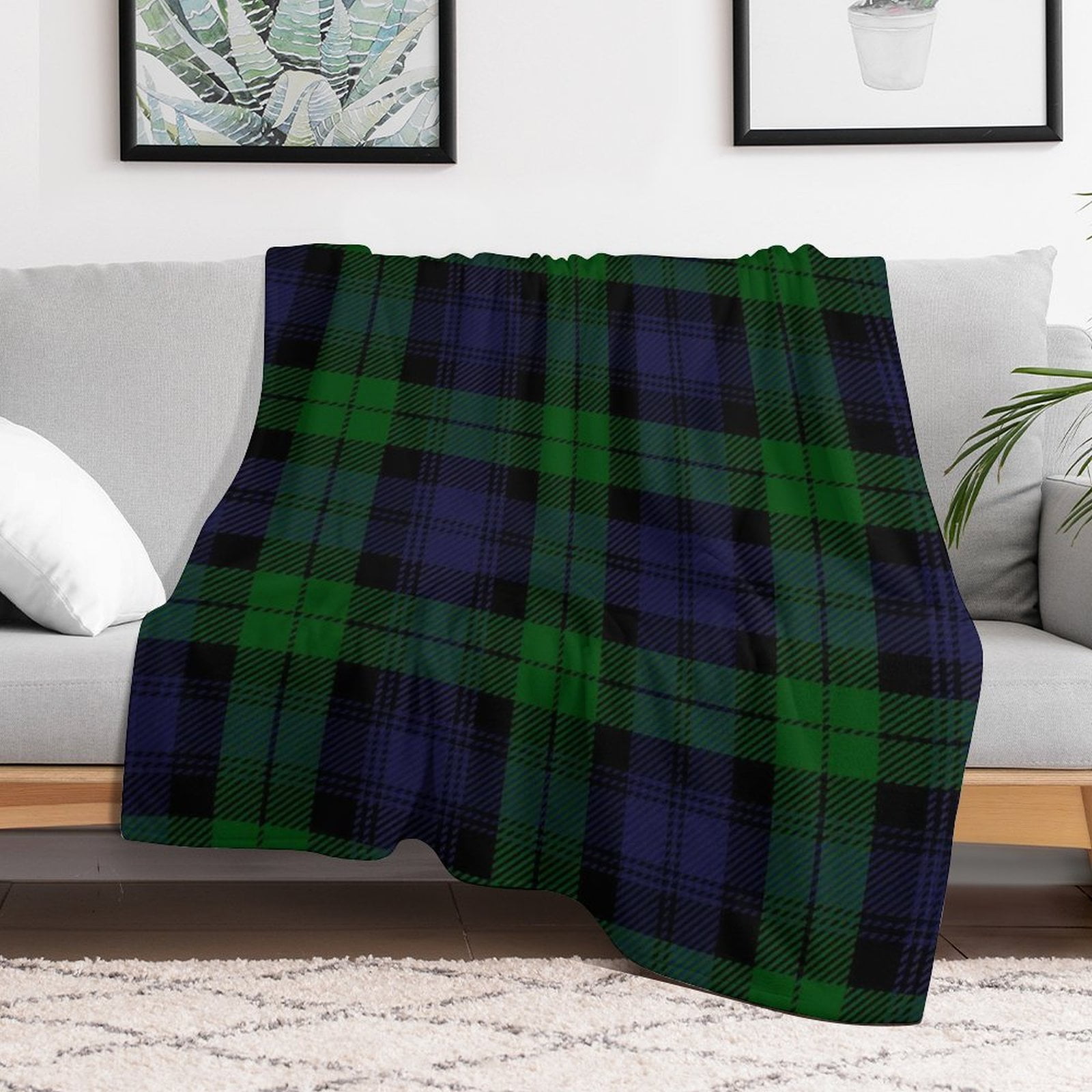 Black Watch Plaid Blanket 60"x80" Anti-Pilling Flannel Throw Blanket ...