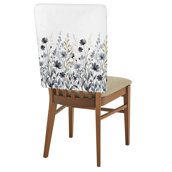 Black Watercolor Floral Chair Back Covers Set of 1 Flower Leaves ...