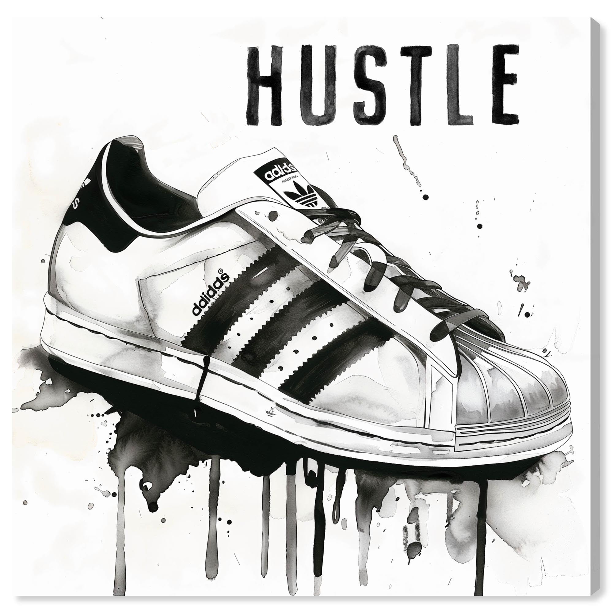 Black Watercolor Sneaker Drip Canvas Sneaker Head Prints by Art Remedy ...