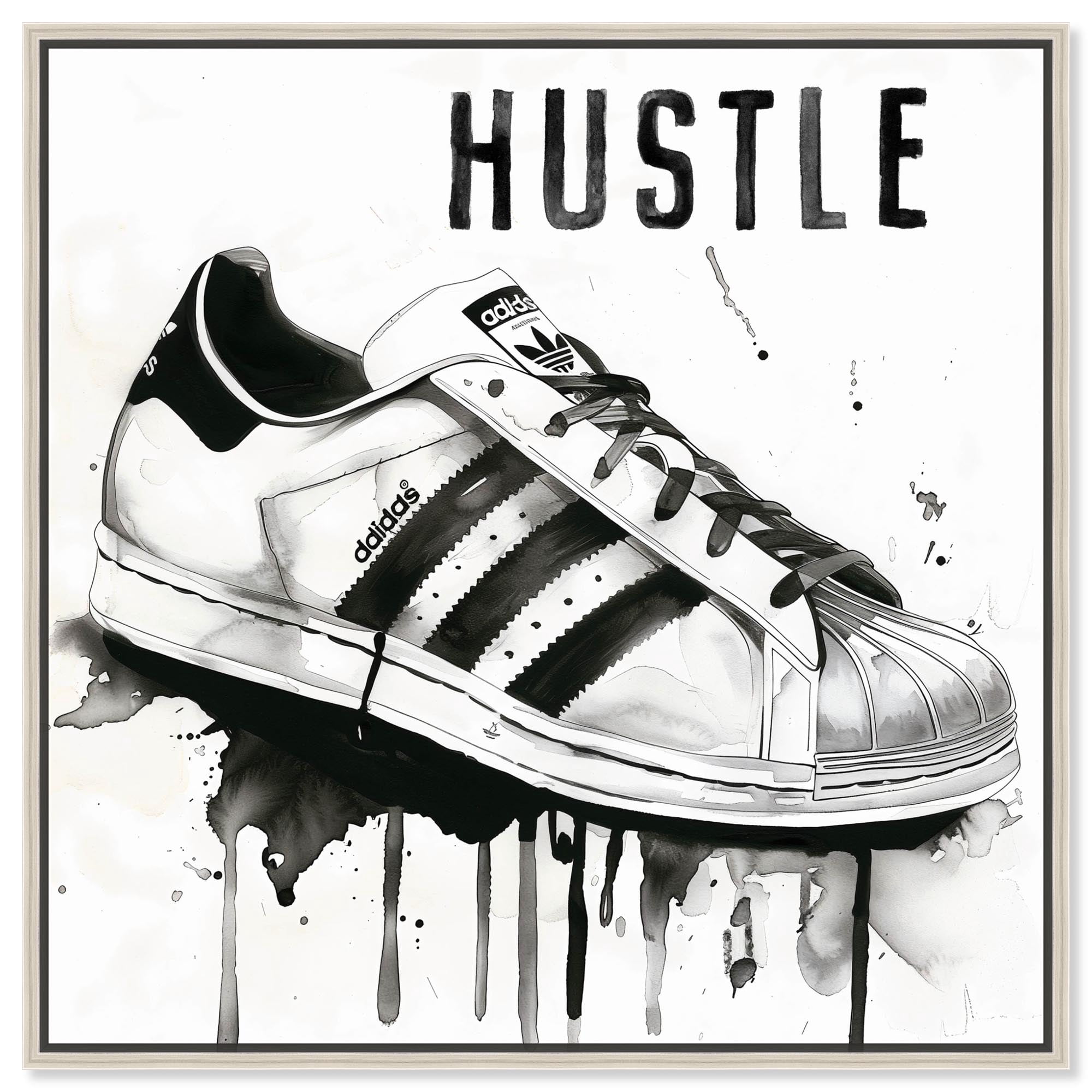 Black Watercolor Sneaker Drip Canvas Sneaker Head Prints by Art Remedy ...