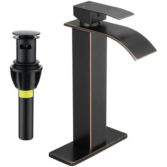 Black Waterfall Bathroom Faucet Lavatory Single Handle 1 or 3 Hole ...