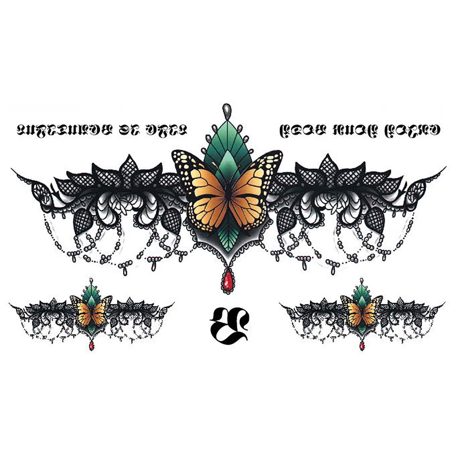 Black Waterproof Body On Temporary Stickers Waist Underboob Chest ...