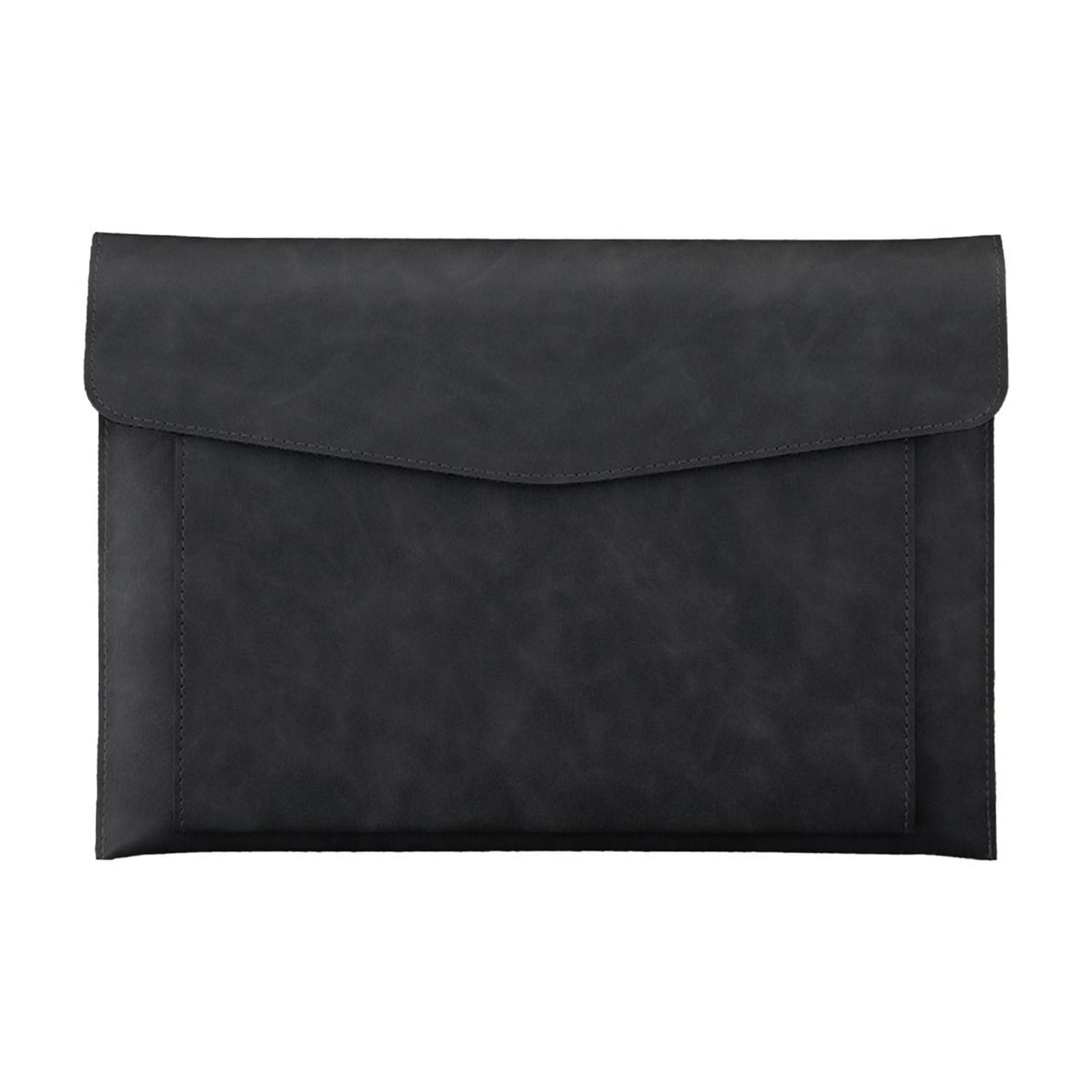 Black Waterproof Leather Document Bag With Double Layer Large Capacity ...