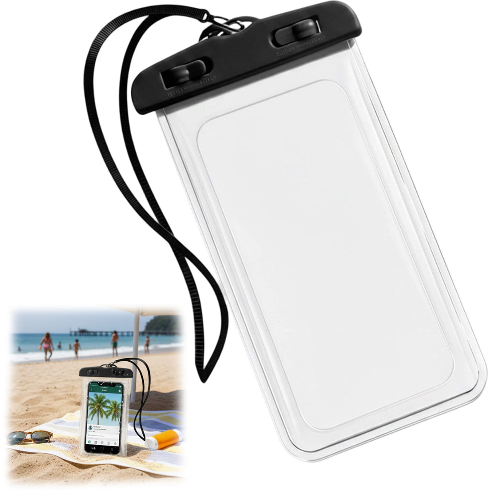 Black Waterproof Phone Pouch Universal Dry Bag Case For Beach Cruise ...